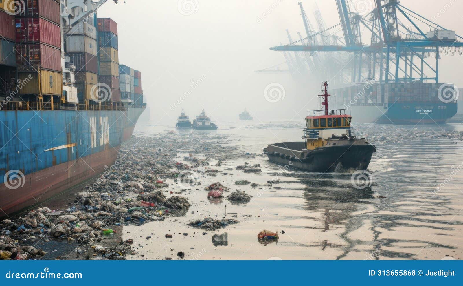 The Murky Waters of a Busy Port Polluted by the Constant Traffic of ...
