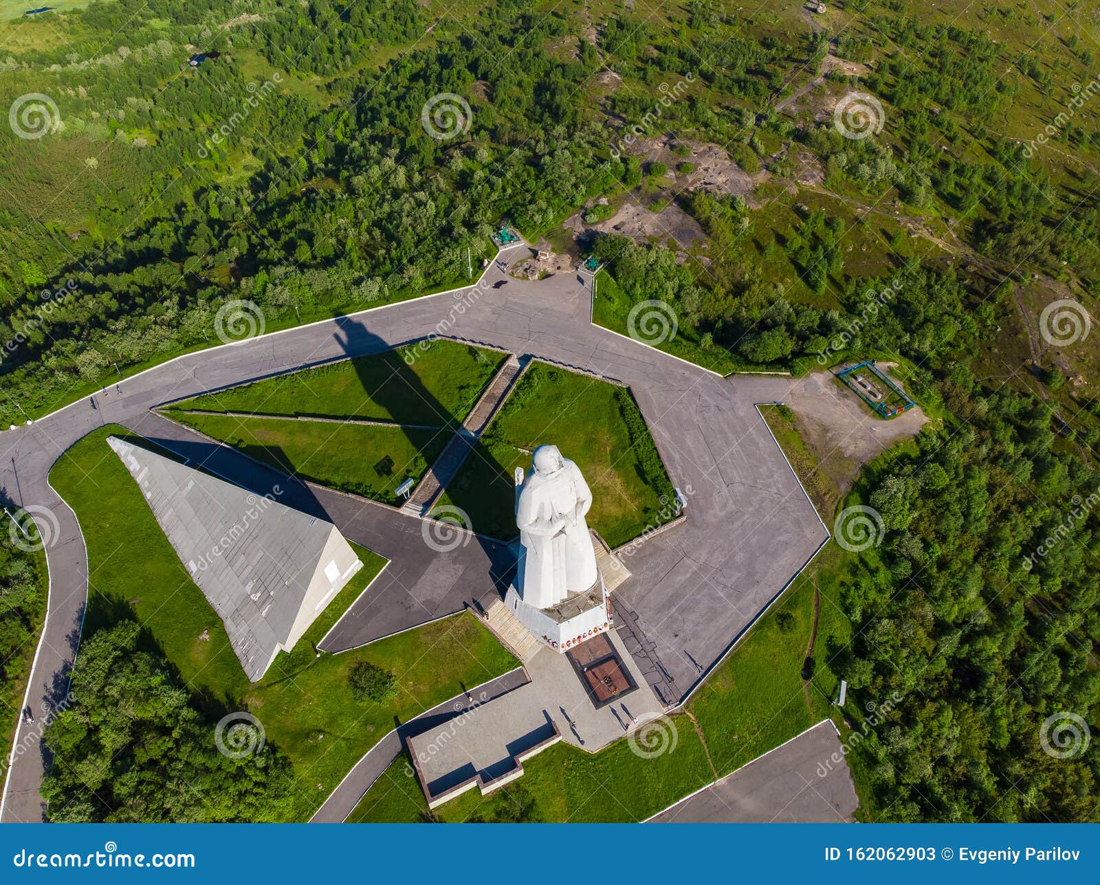 Murmansk Russia July 1 2019 Aerial View Panorama Of City Monument