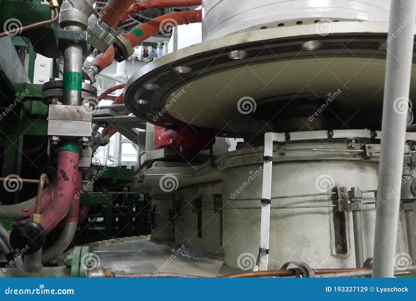 The Engine Compartment of the Ship. Engine and Steering Equipmen Stock ...
