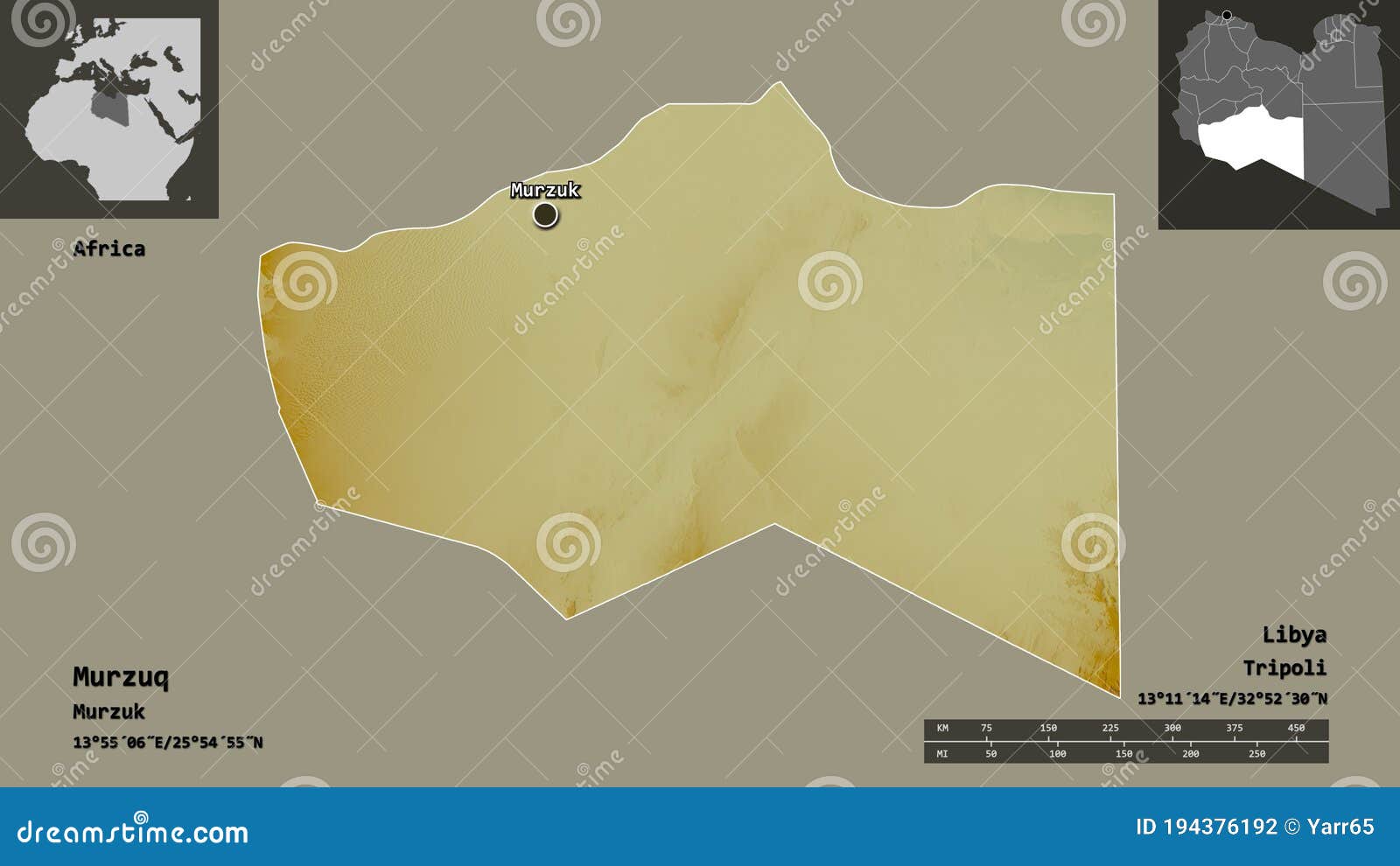 Murzuq, District of Libya,. Previews. Relief Stock Illustration ...