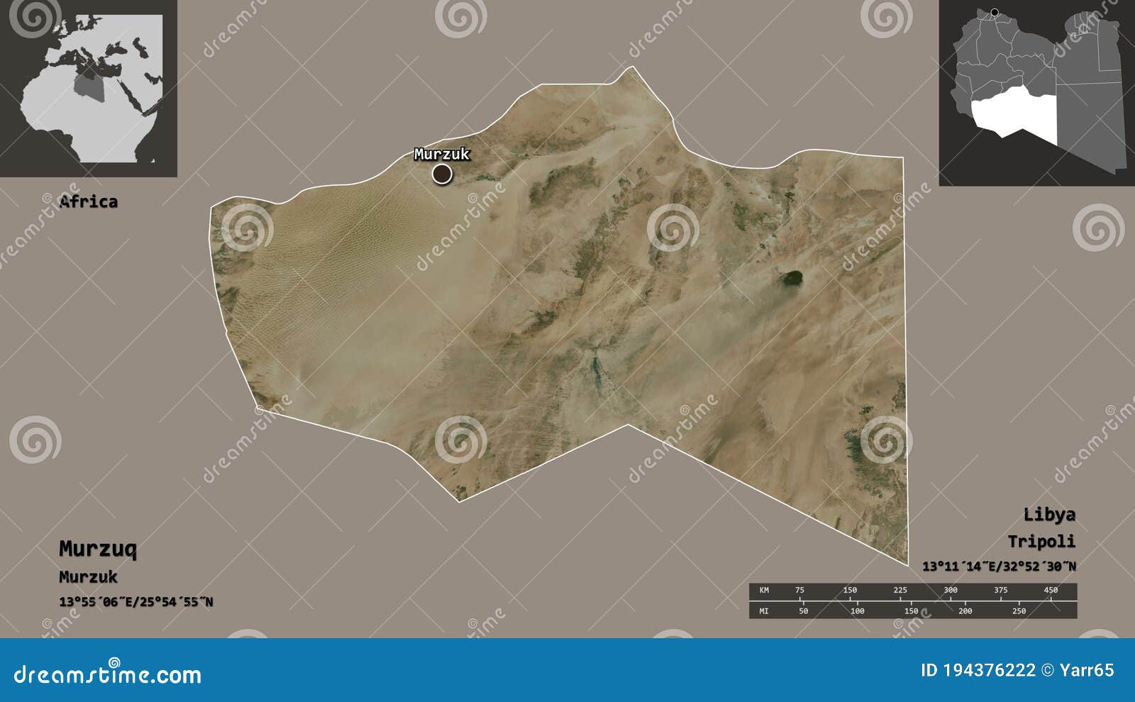 Murzuq, District of Libya,. Previews. Satellite Stock Illustration ...