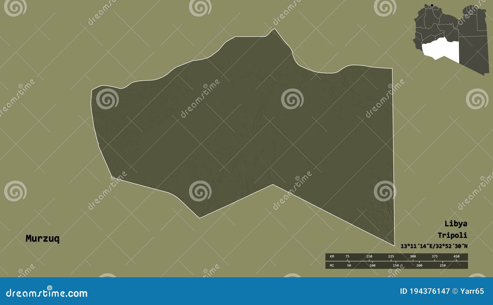 Murzuq, District of Libya, Zoomed. Administrative Stock Illustration ...