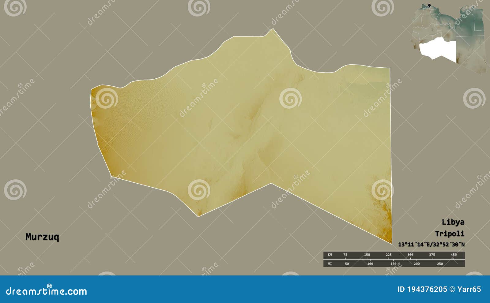 Murzuq, District of Libya, Zoomed. Relief Stock Illustration ...