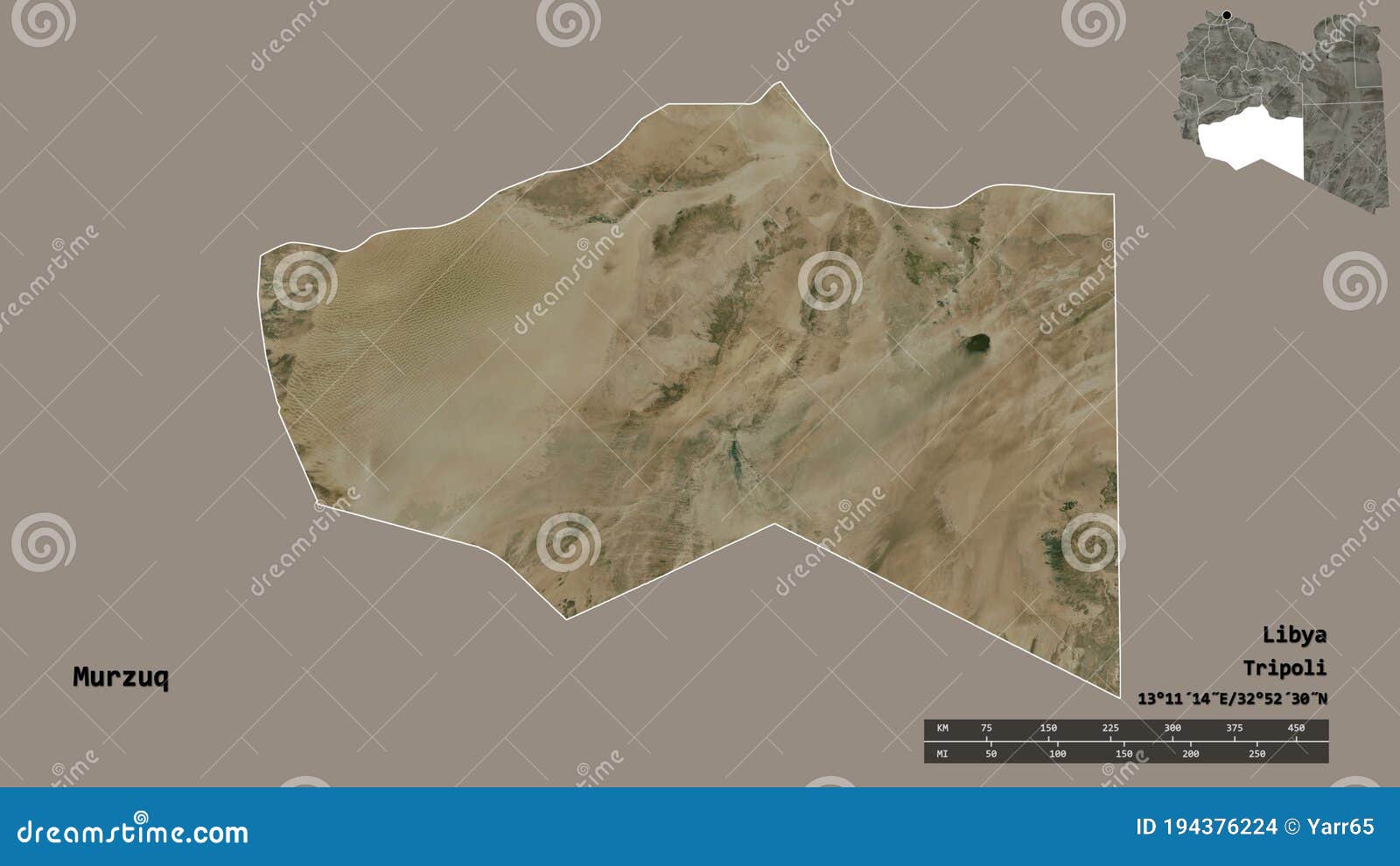 Murzuq, District of Libya, Zoomed. Satellite Stock Illustration ...