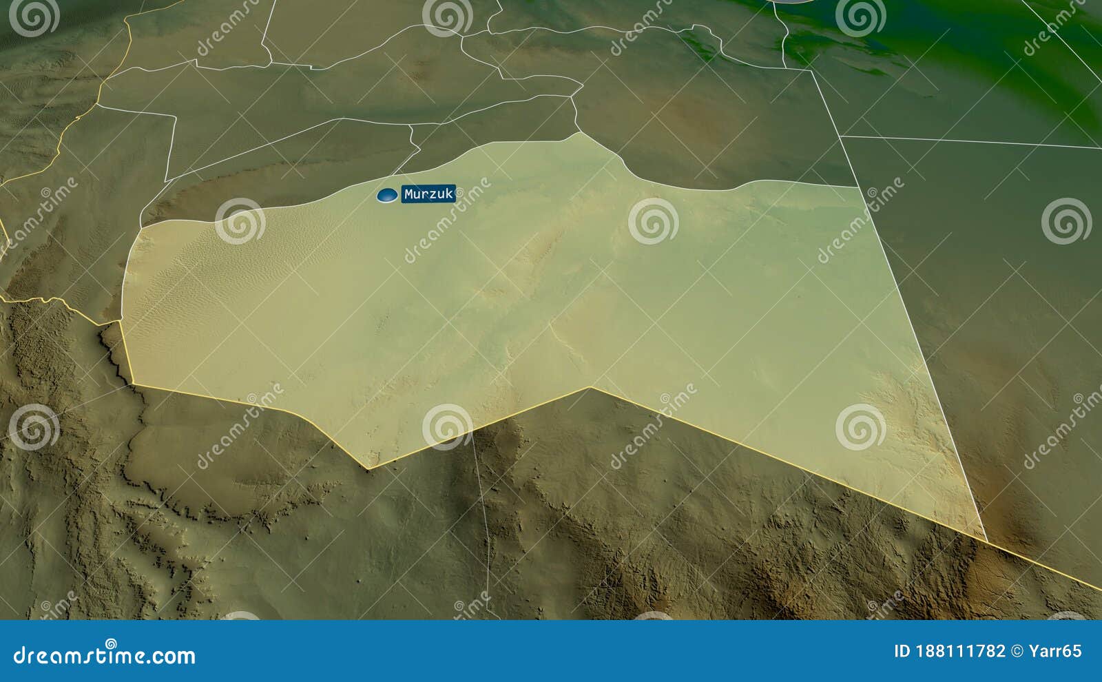 Murzuq, Libya - Highlighted with Capital. Physical Stock Illustration ...