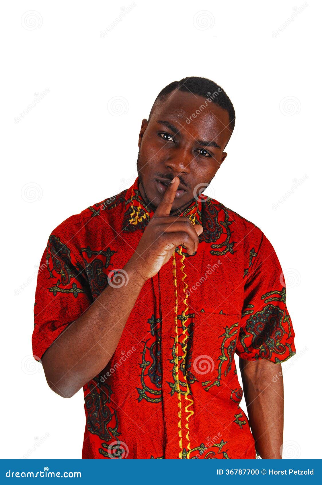 Murzyn Z Palcem Na Jego Usta. Zdjęcie Stock - Obraz złożonej z usta ...