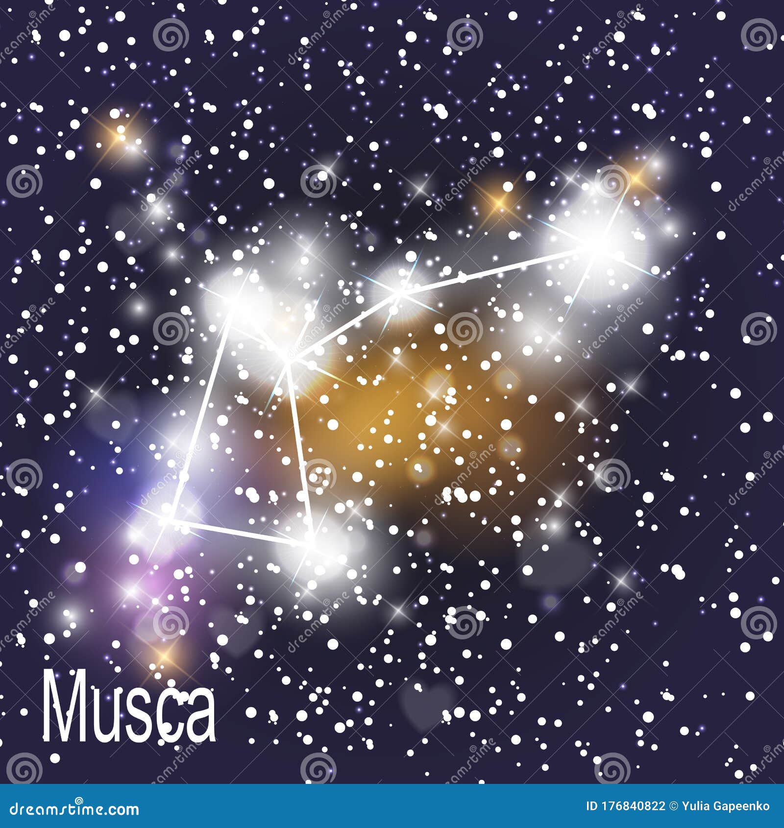 Musca Constellation. Starry Night Sky. Cluster Of Stars And Galaxies ...