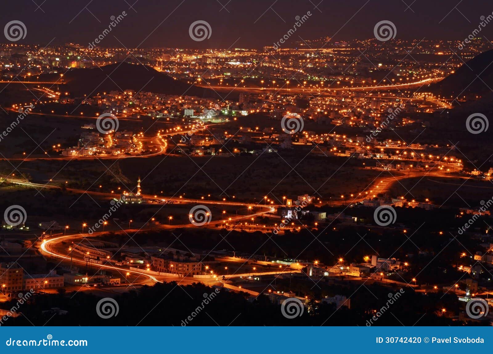 Muscat City in the Night, Oman Stock Photo - Image of omani, mosque ...