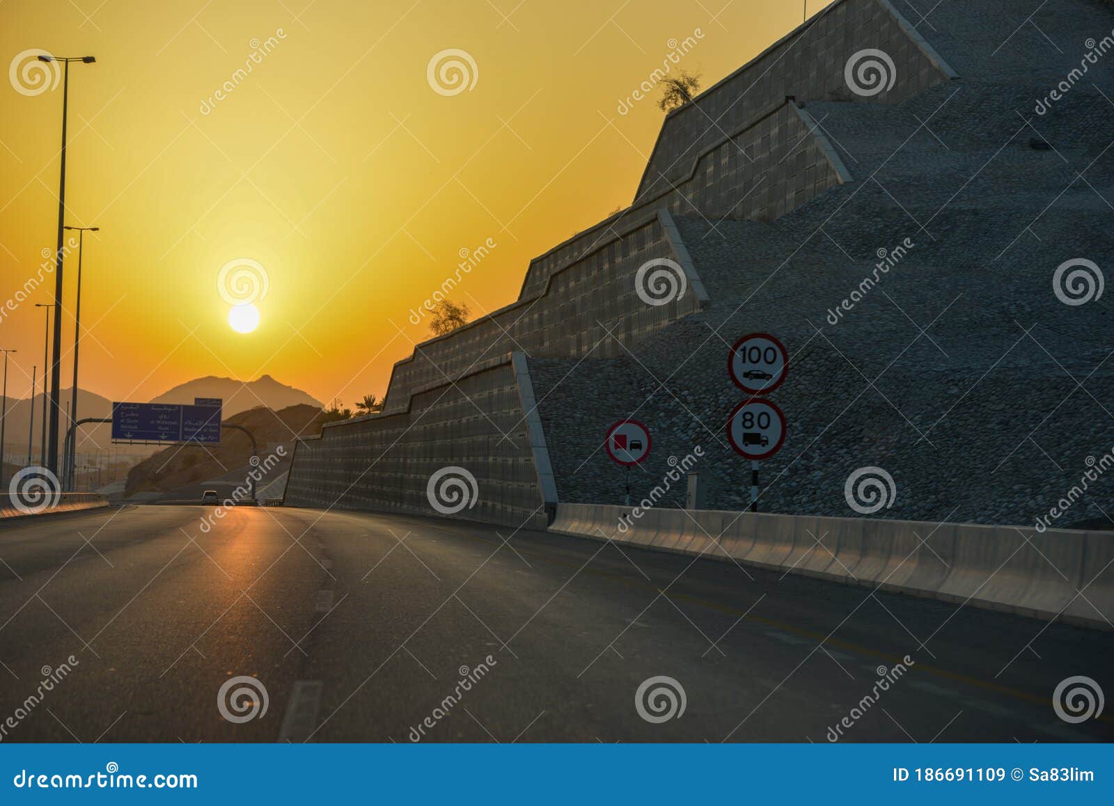 Muscat Express Highway at Sunrise, Oman Stock Image - Image of ...