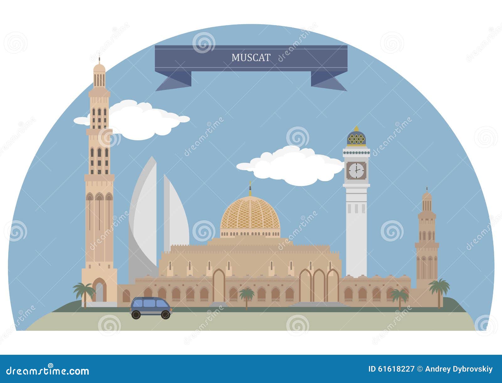 Muscat, Oman stock vector. Illustration of cityscape - 61618227