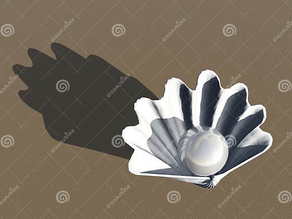 Muschel mit Perle stock abbildung. Illustration von schatten - 3557517