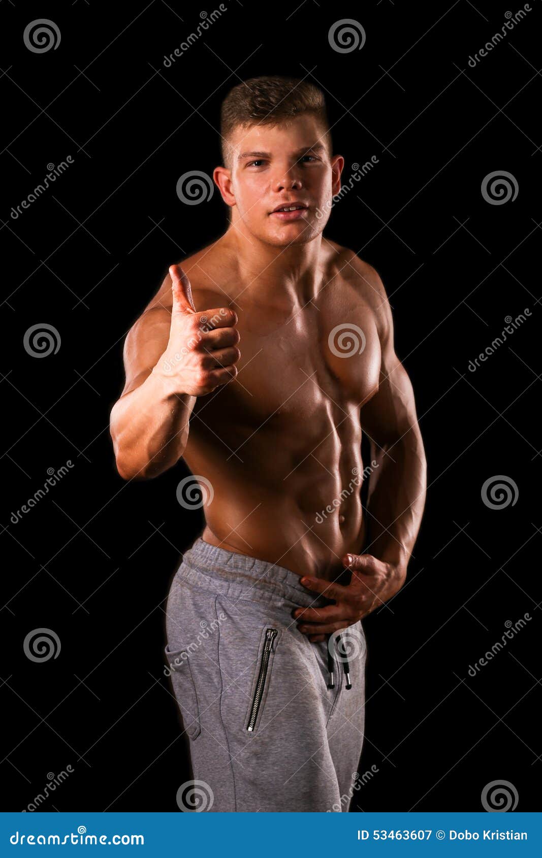 Muscle Bodybuilder Man Hand with Thumbs Up Stock Image - Image of ...