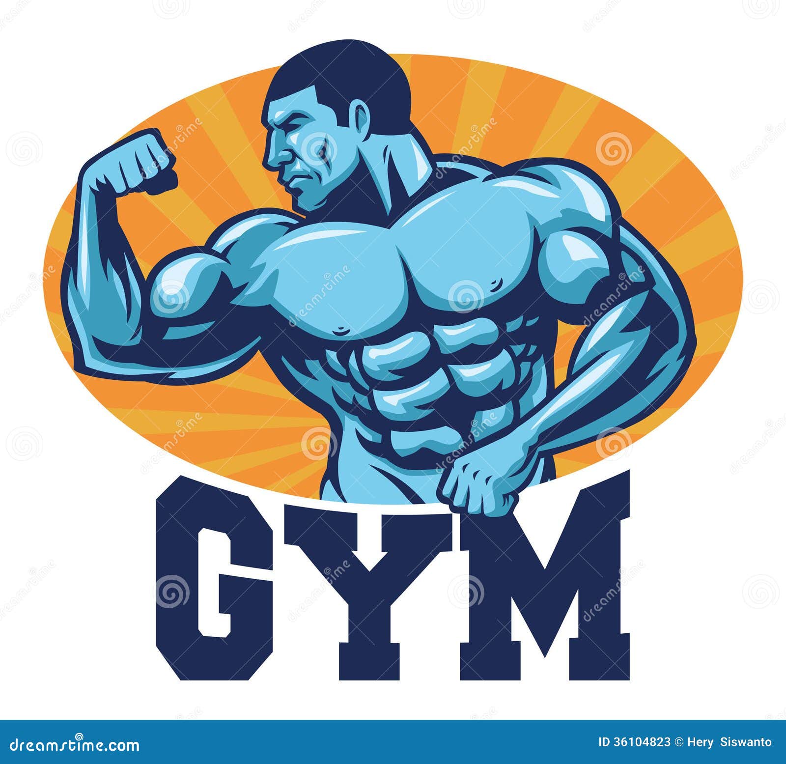 Muscle Man Mascot Logo Design Cartoon Vector | CartoonDealer.com #253693009