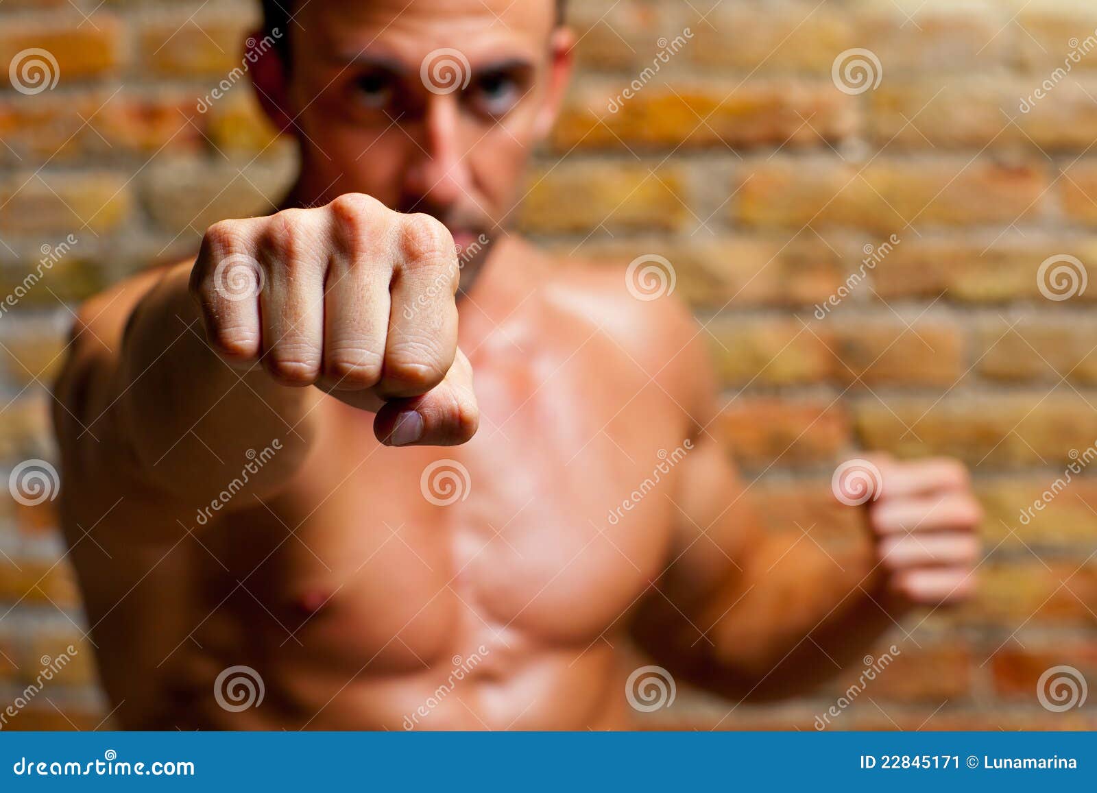 Muscle Boxer Shaped Man Fist To Camera Royalty-Free Stock Photo ...