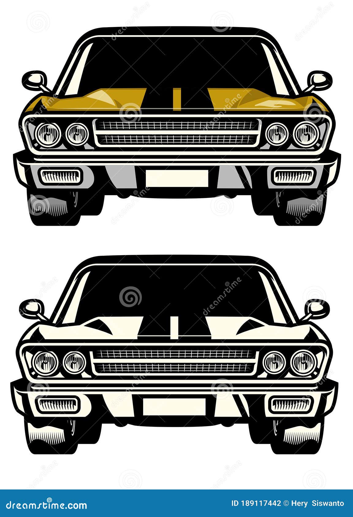 Classic Car Front View Vector | CartoonDealer.com #84458486
