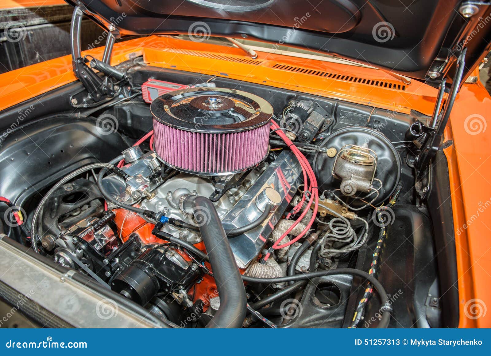 Muscle Car Engine V8 stock image. Image of automobile - 51257313