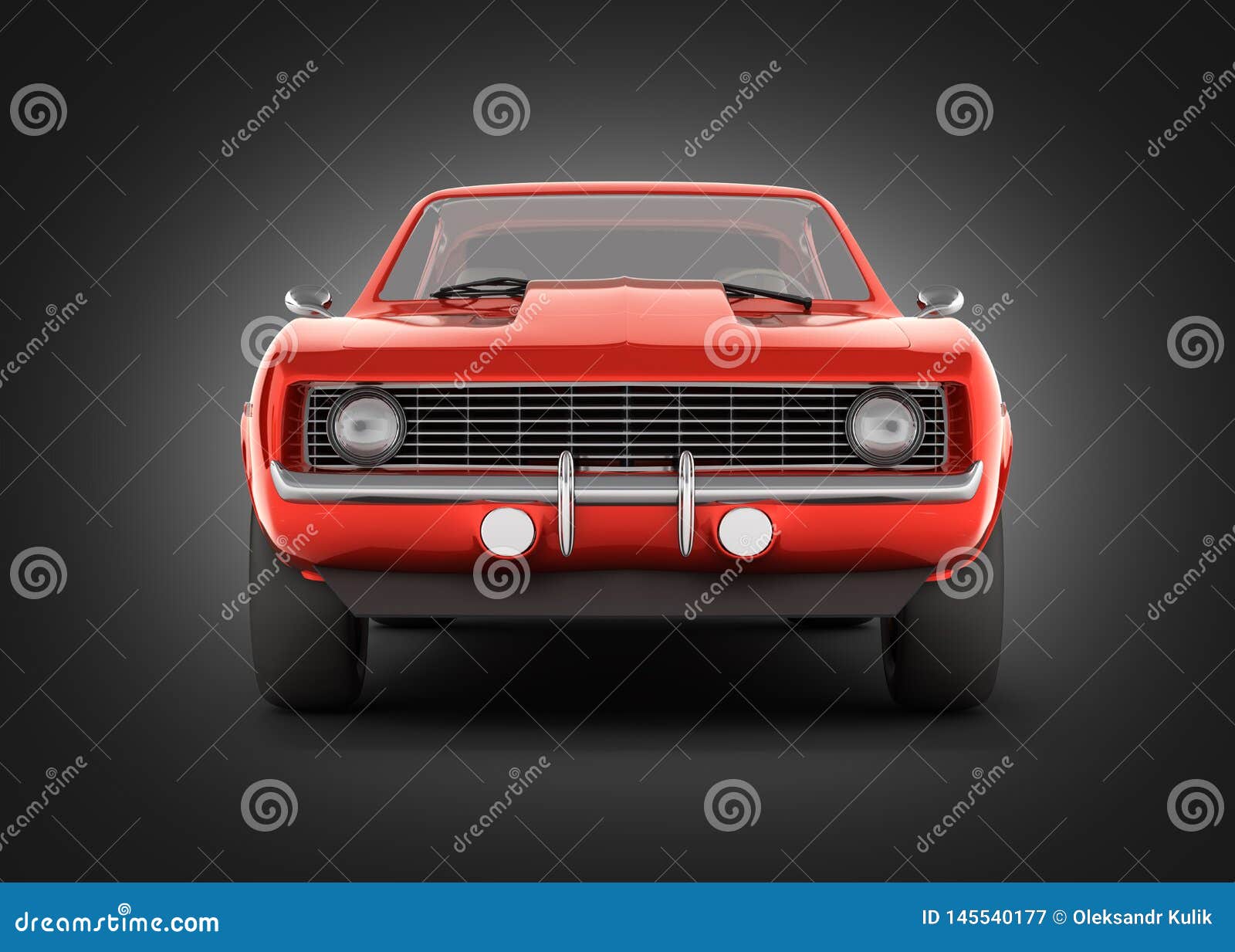 Muscle Car Front View on Black Gradient Background 3d Stock ...