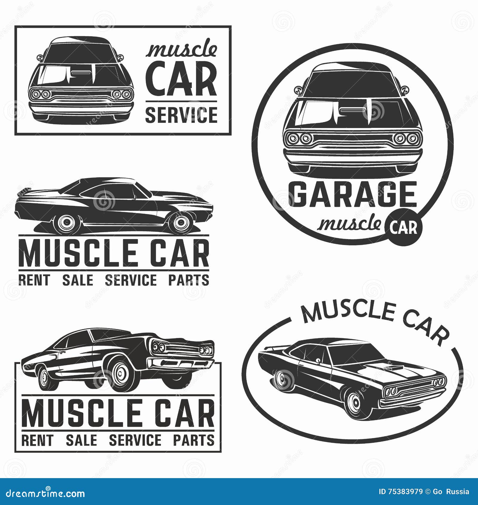 Muscle Car Logo Emblem Big Set Vector Stock Vector - Illustration of ...