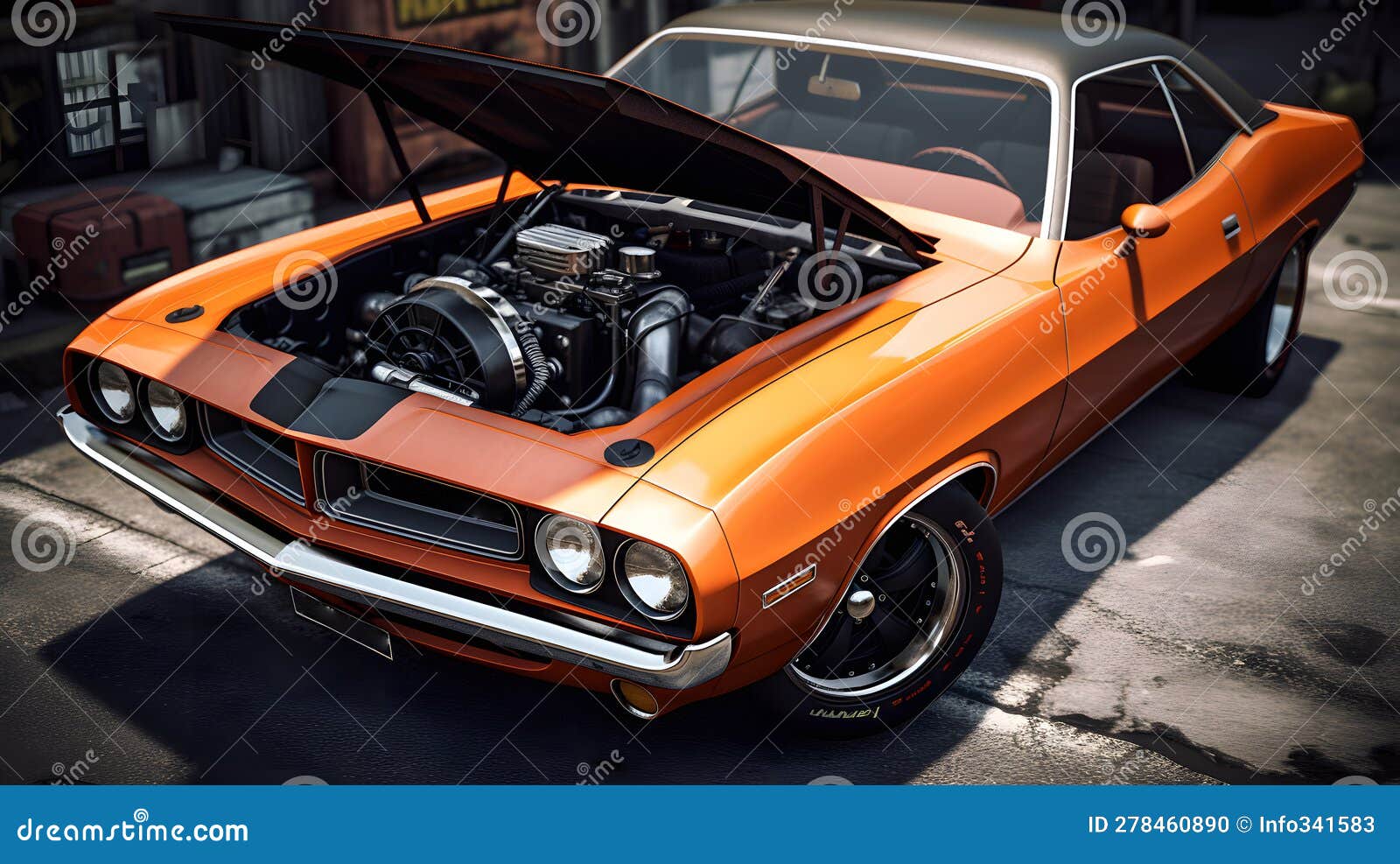 Muscle Car Power Performance Hyper-realistic Two Generative AI Stock ...