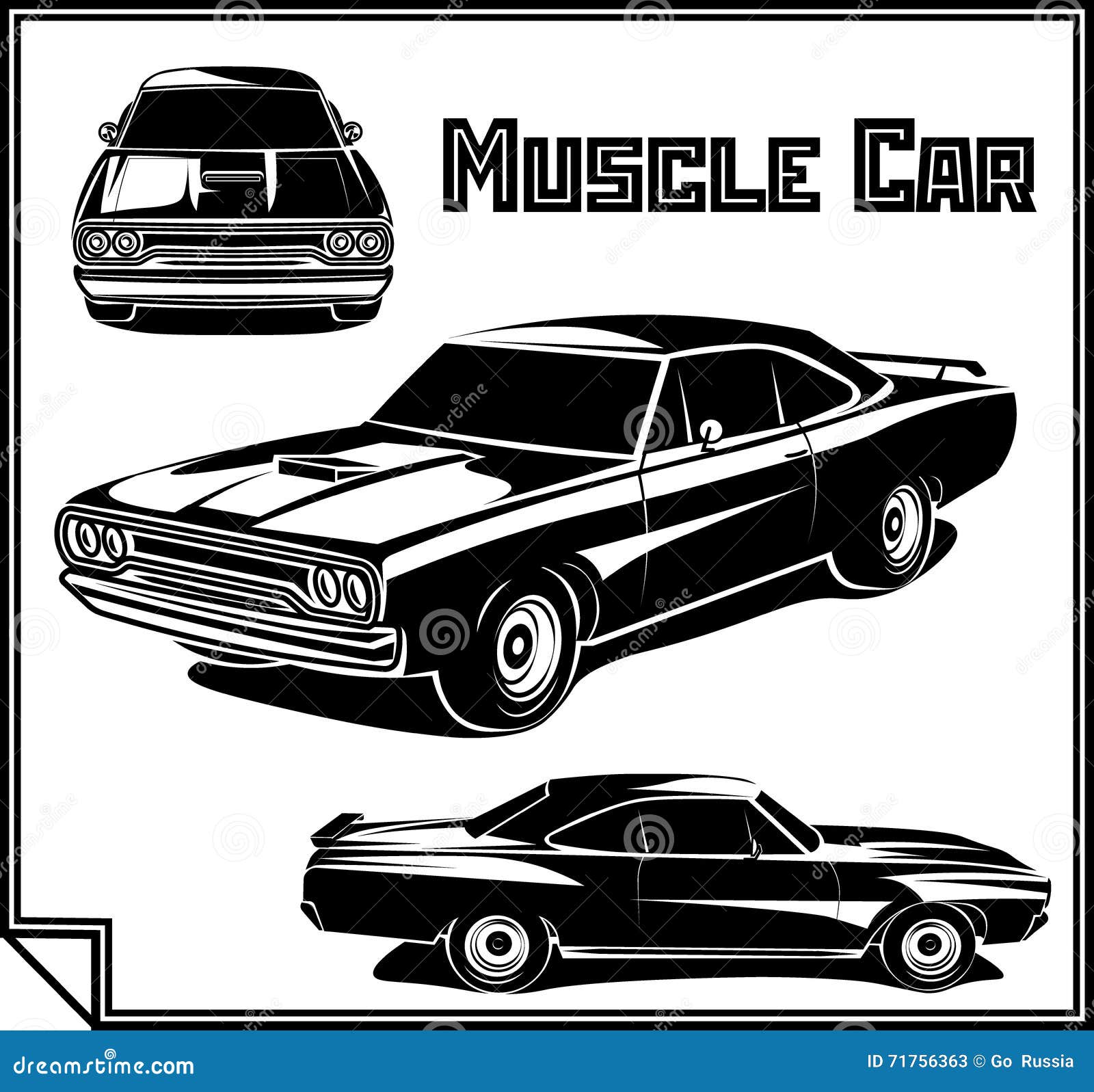 Muscle Car Vector Poster Monochrome Stock Vector - Illustration of ...