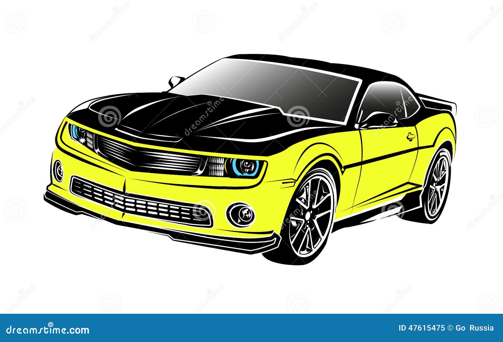 Muscle car yellow stock vector. Illustration of avto - 47615475
