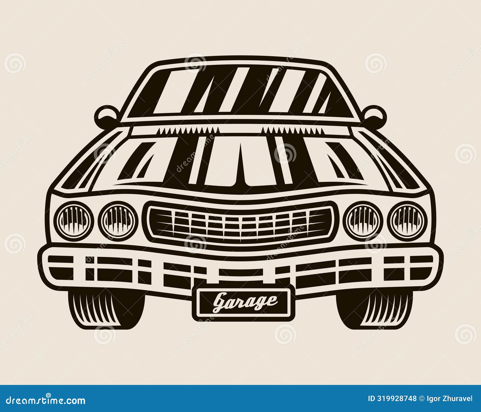 Muscle Car Front View Vector Illustration on Light Background Stock ...