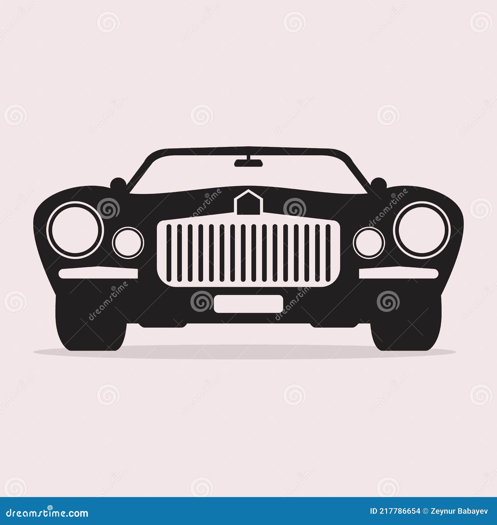 Muscle Classic or Retro Car Front View. Flat and Solid Color Vintage ...