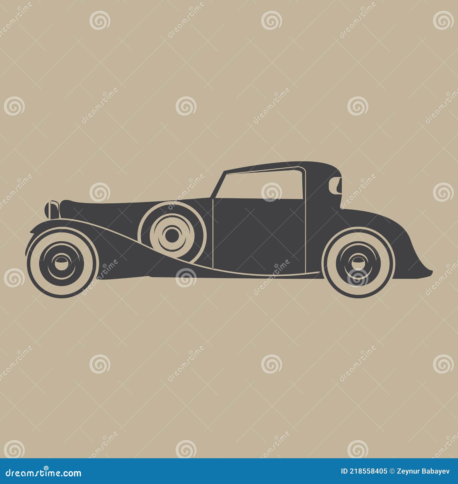 Muscle Classic or Retro Car Side View. Flat and Solid Color Vintage ...