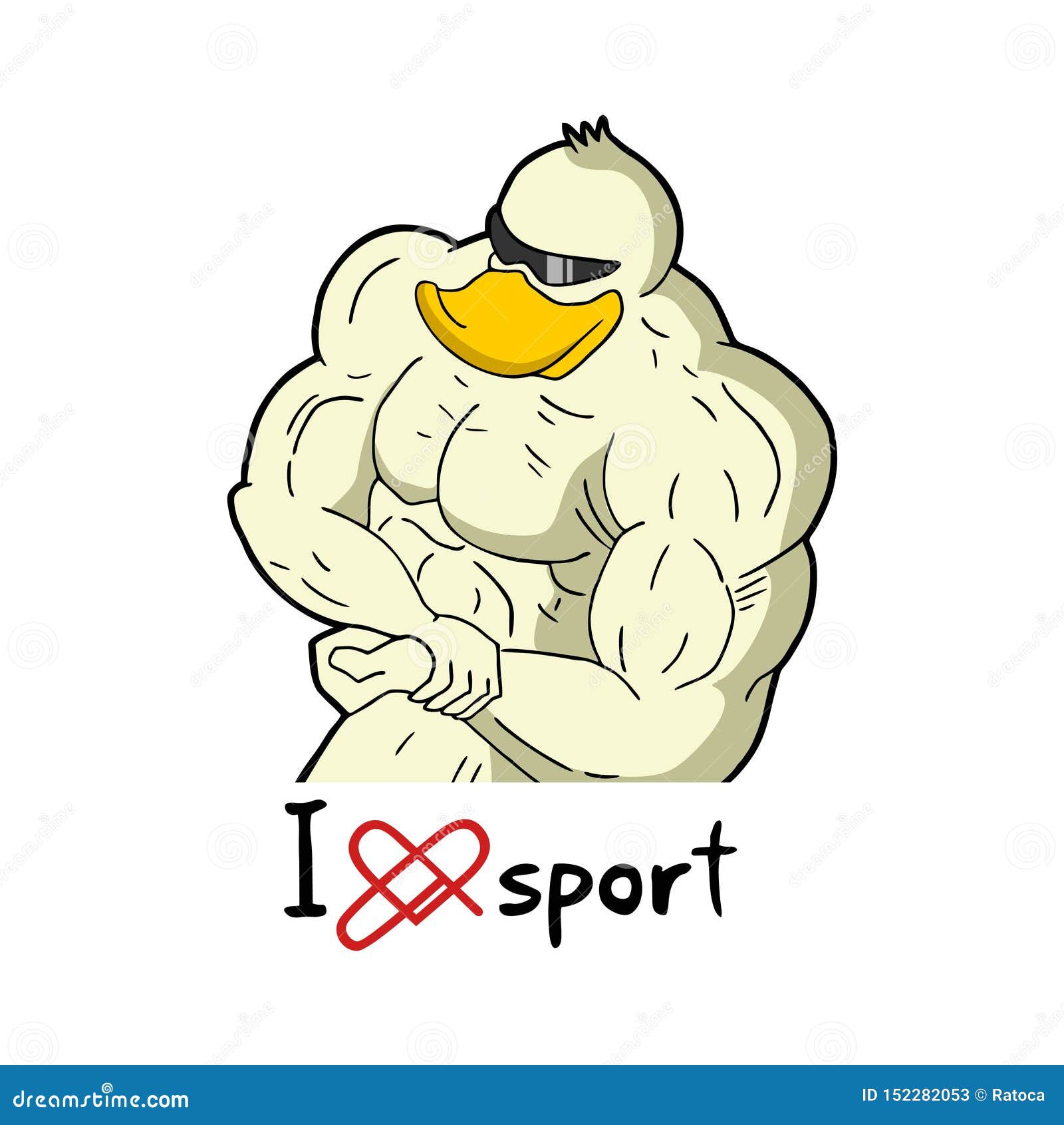 Muscle duck draw stock vector. Illustration of cartoon - 152282053