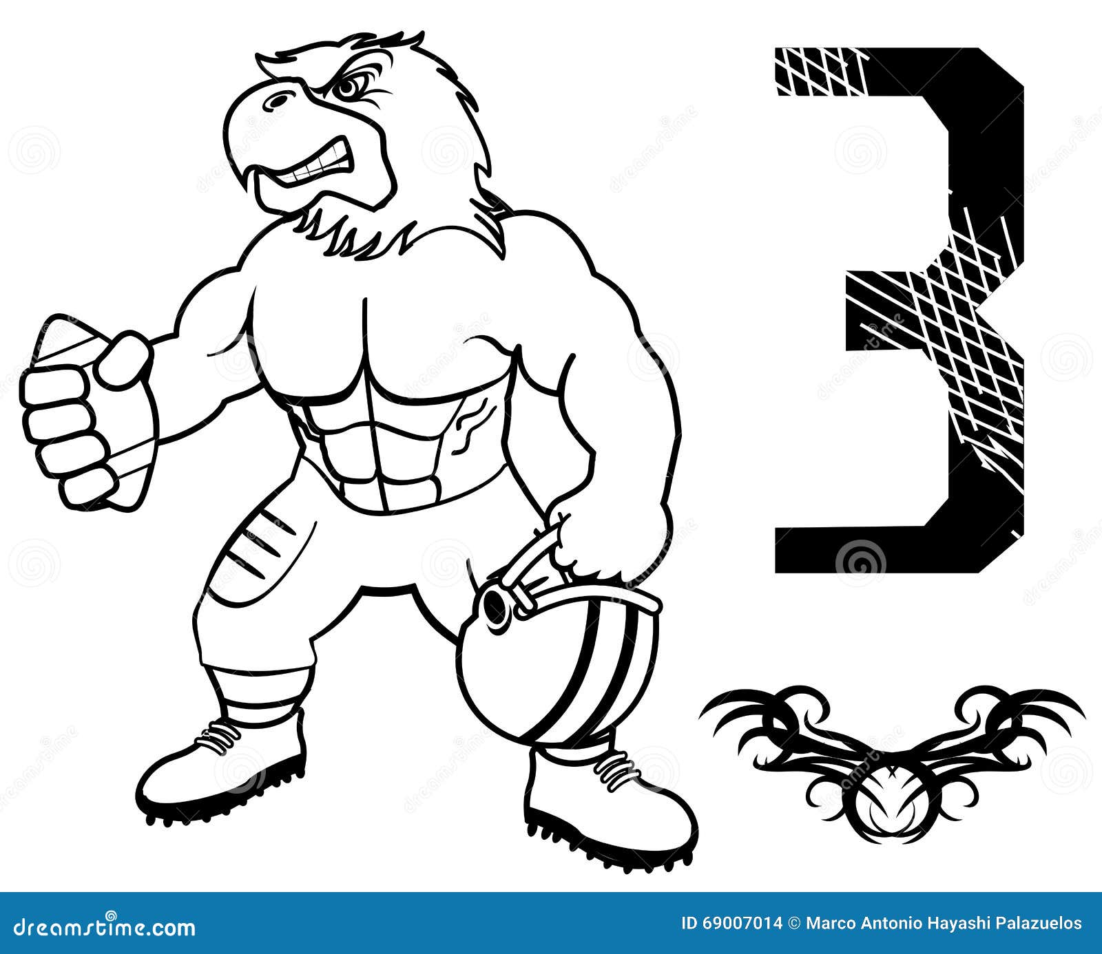 Muscle Eagle American Football Uniform Background Cartoon Vector ...