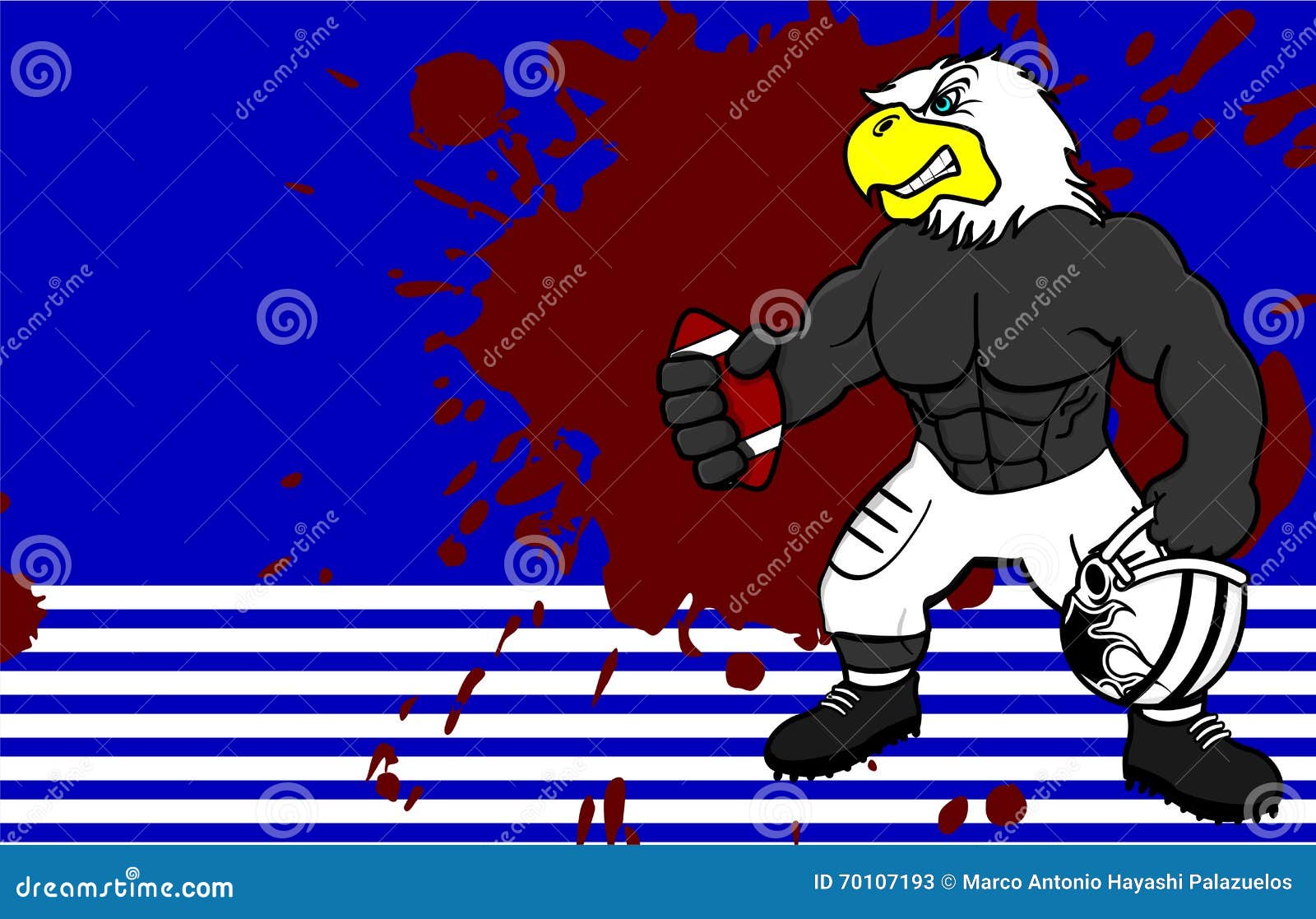 Muscle Eagle American Football Uniform Background Cartoon Vector ...