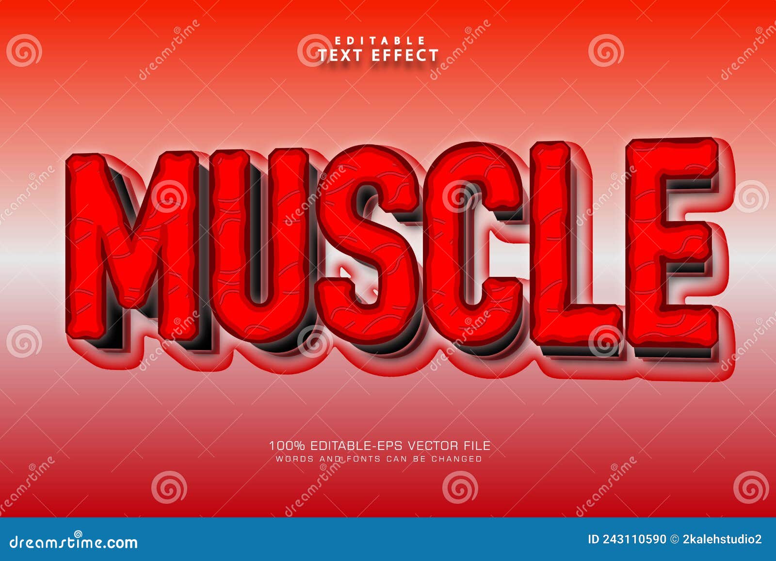 Muscle Editable Text Effect 3 Dimension Emboss Modern Style Stock ...