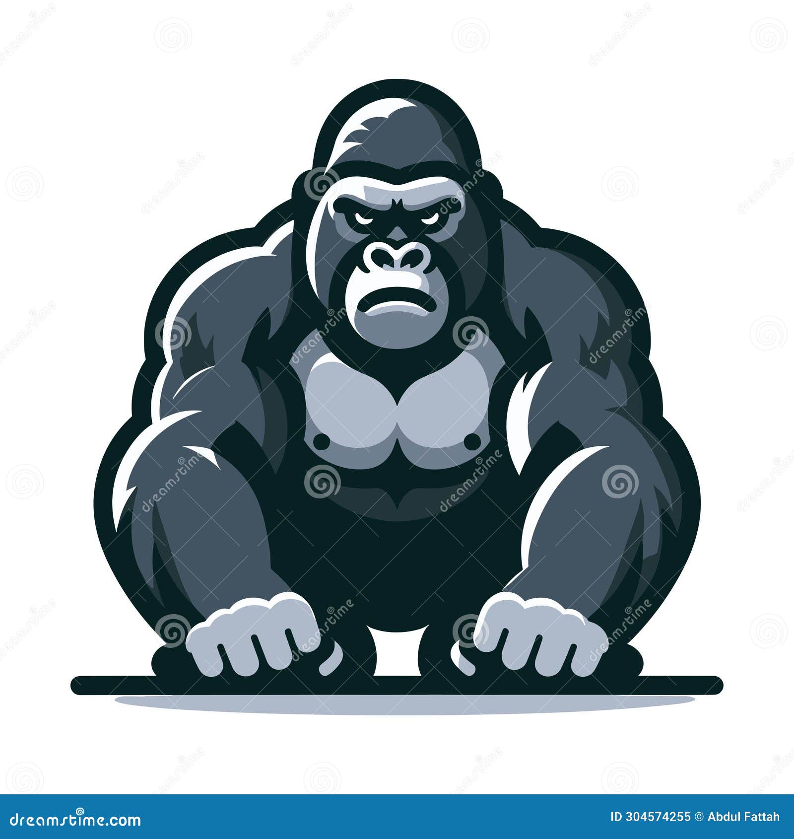 Muscle Gorilla Cartoon On A White Background Vector Illustration ...