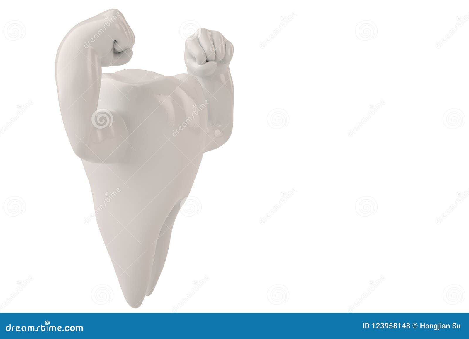 Muscle Hands on Tooth Strong Healthy Tooth 3D Illustration Stock ...