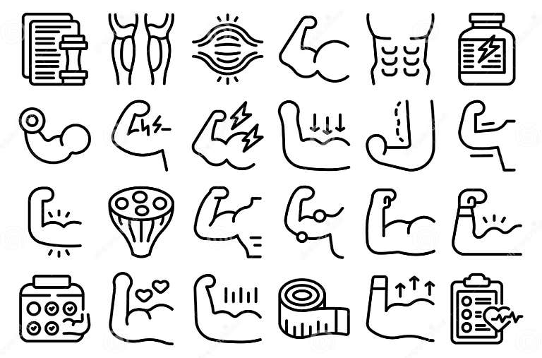 Muscle Icons Set Outline Vector. Fiber Tissue Stock Vector ... Muscle Icons Set Outline Vector. Fiber Tissue Stock Vector ...