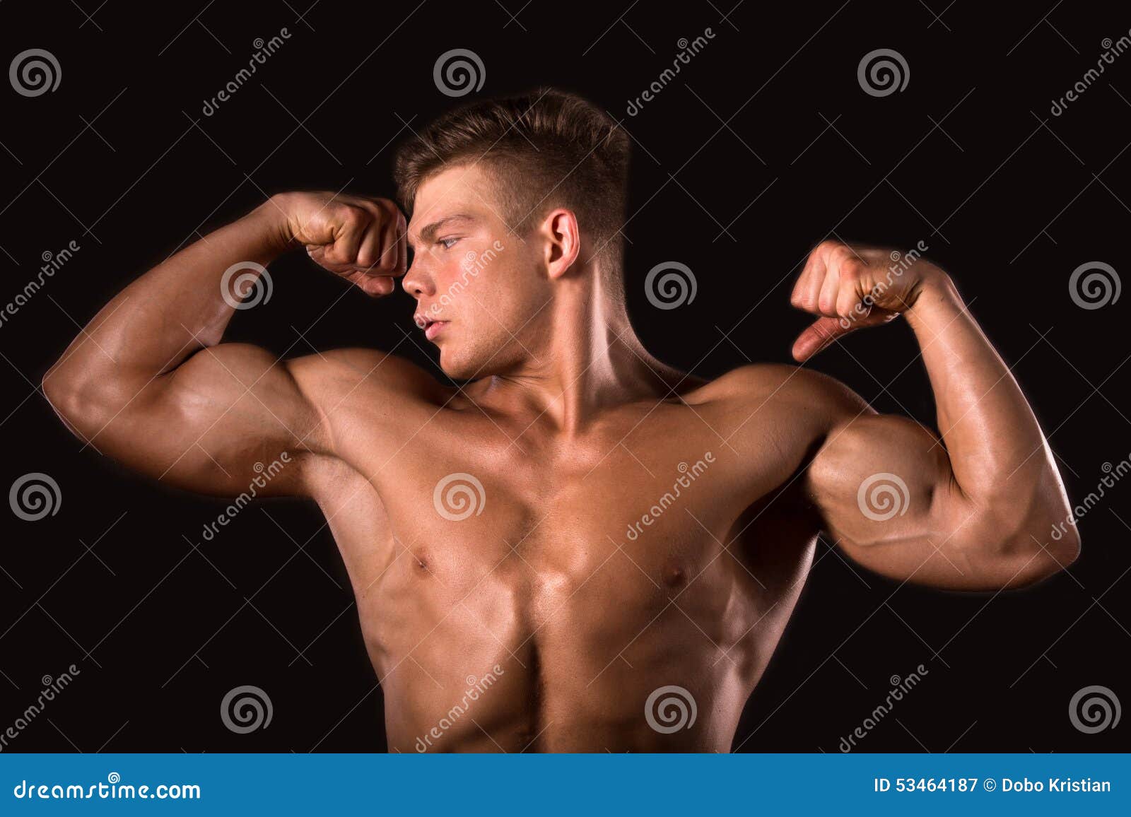 Muscle Man Bodybuilder Showing His Biceps Royalty-Free Stock ...