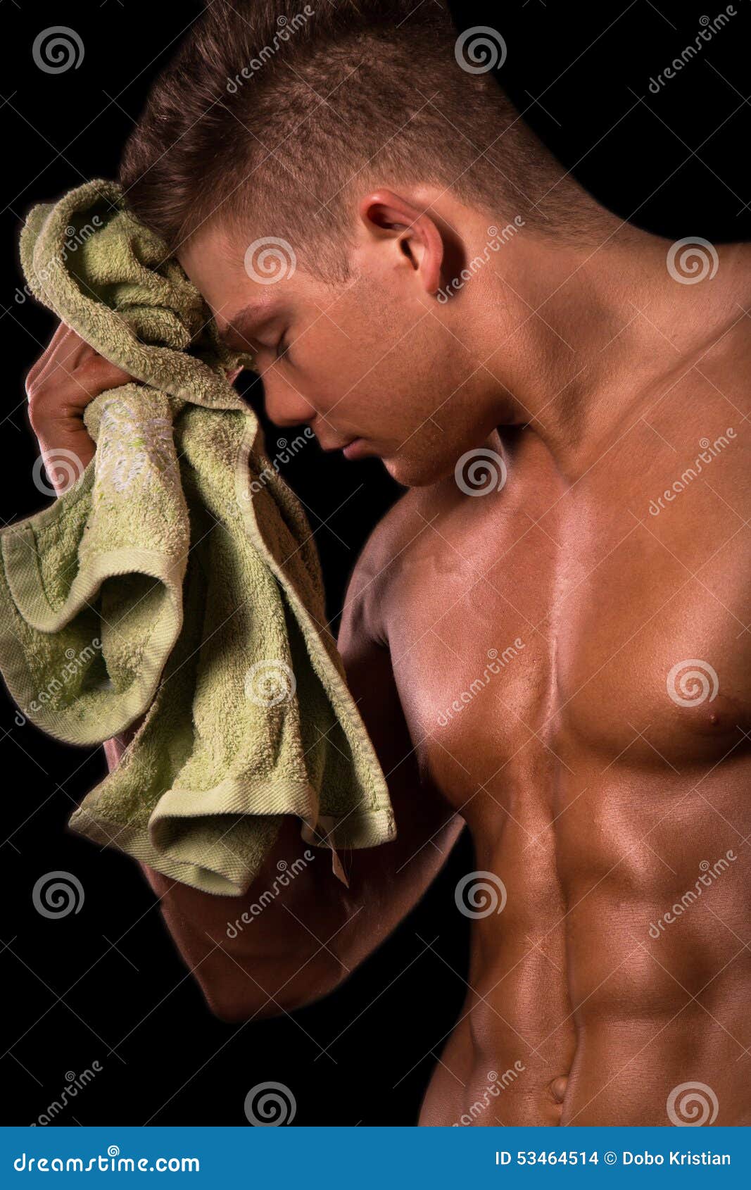 Muscle Man Clearing His Face Stock Photo - Image of sportsman, diet ...