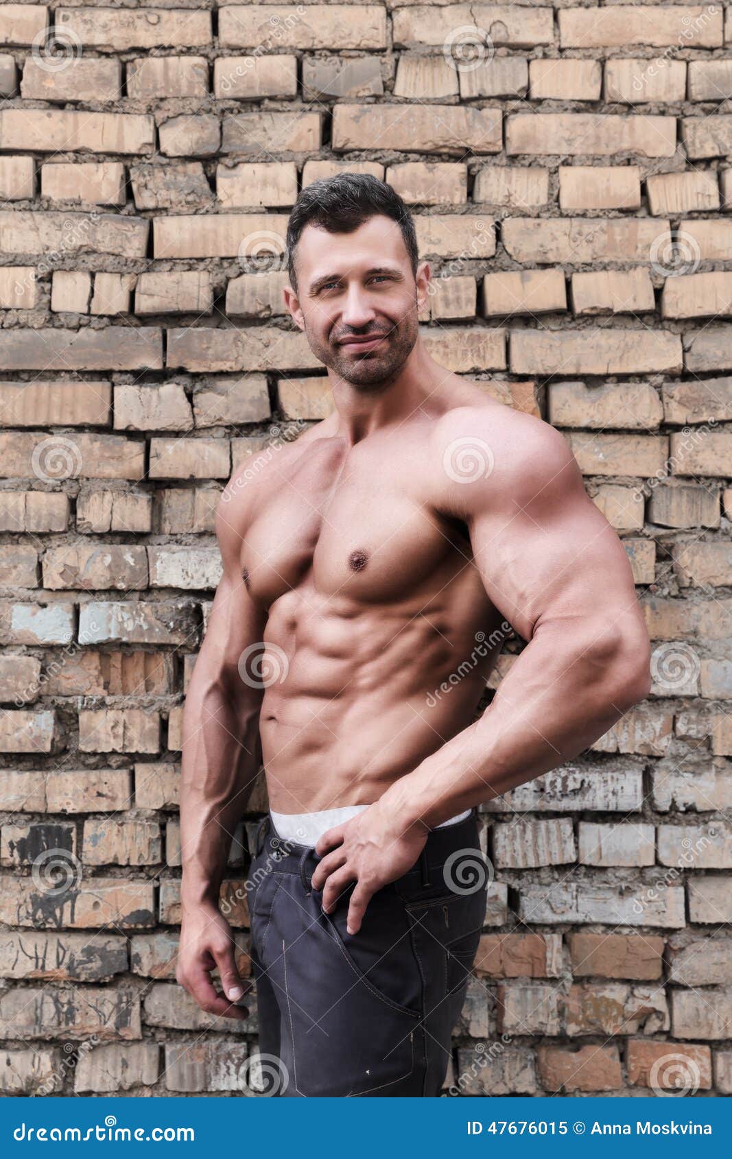 Muscle man stock image. Image of brick, body, muscle - 47676015