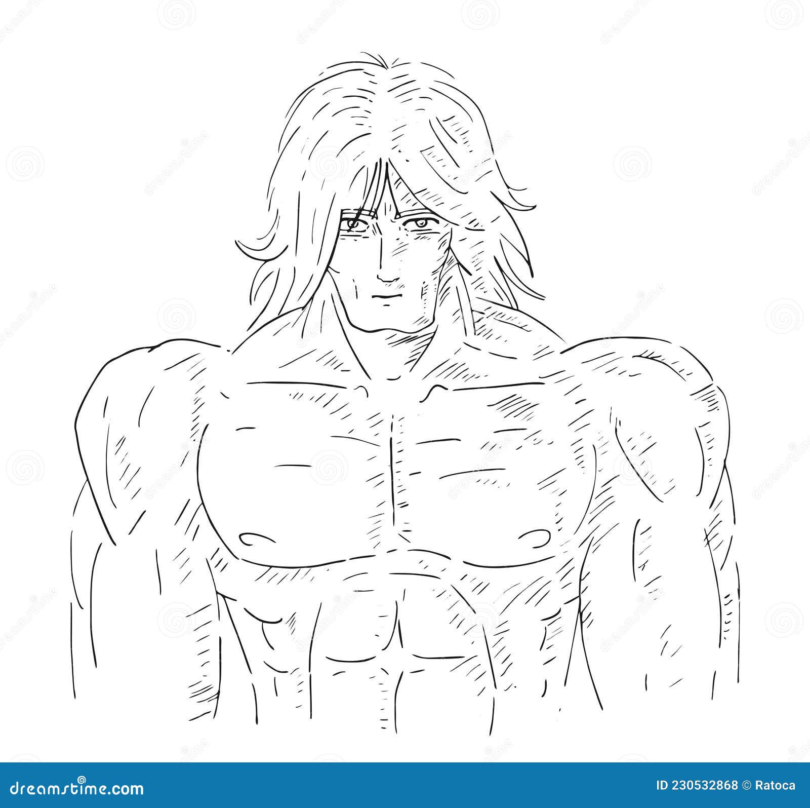 Muscle man hand draw stock vector. Illustration of hand - 230532868