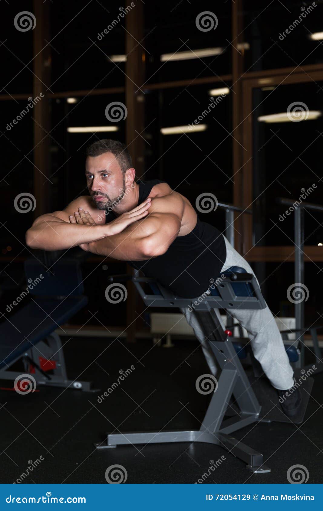 Muscle Man Healthy Workout Exercise in Gym Stock Image - Image of black ...