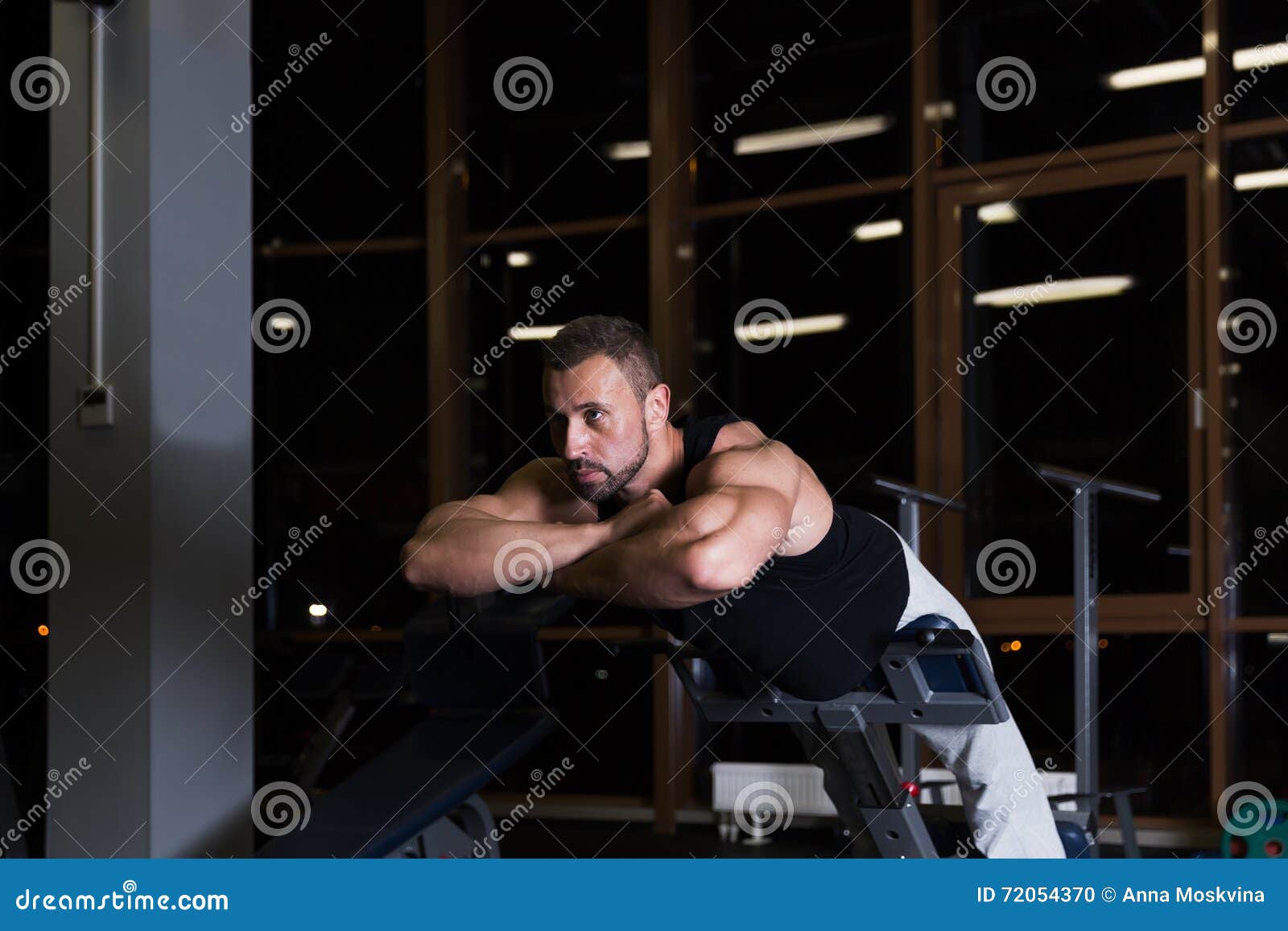 Muscle Man Healthy Workout Exercise in Gym Stock Photo - Image of body ...