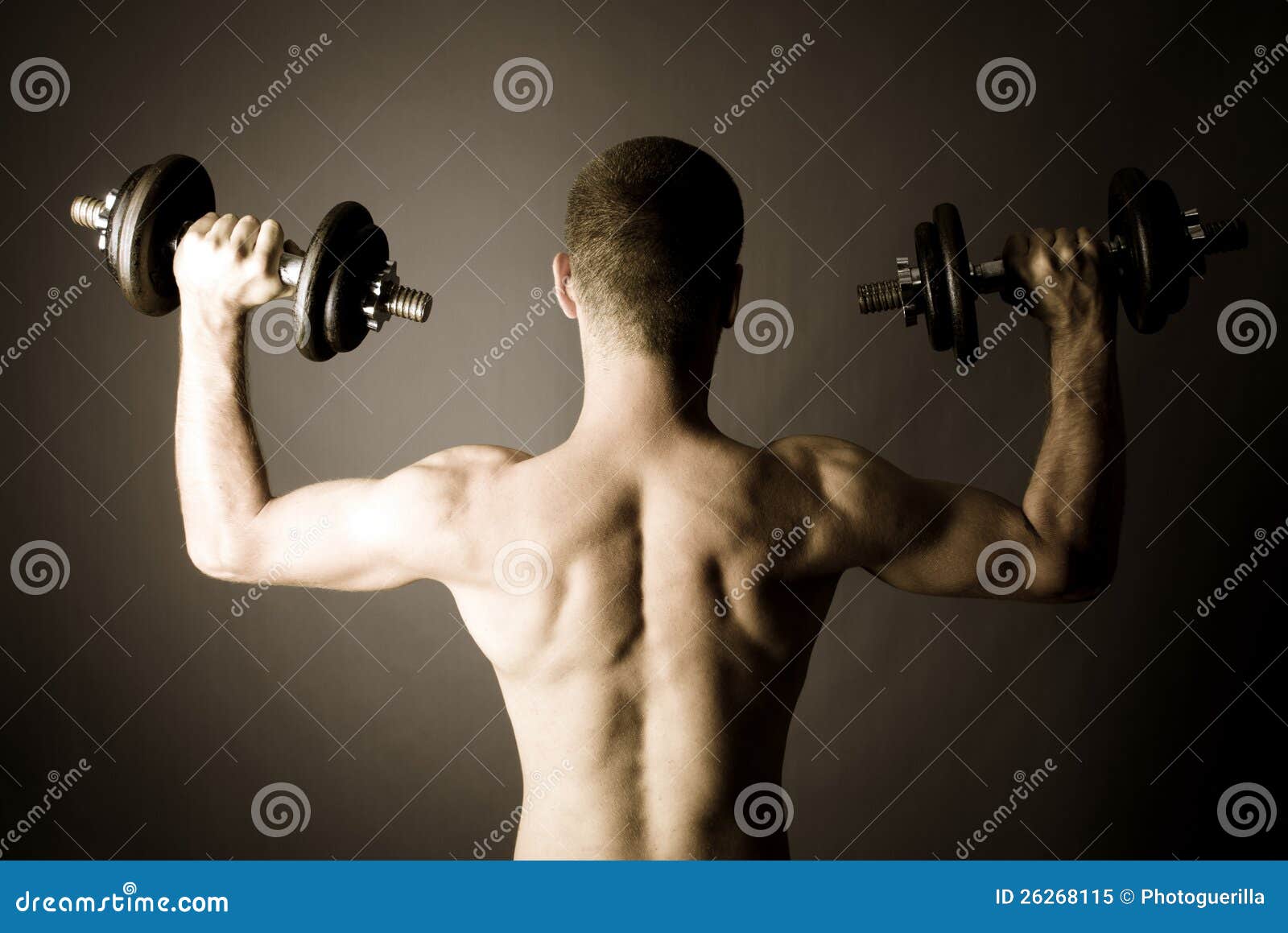 Muscle Man Lifting Dumbbells Stock Image - Image of modern, caucasian ...