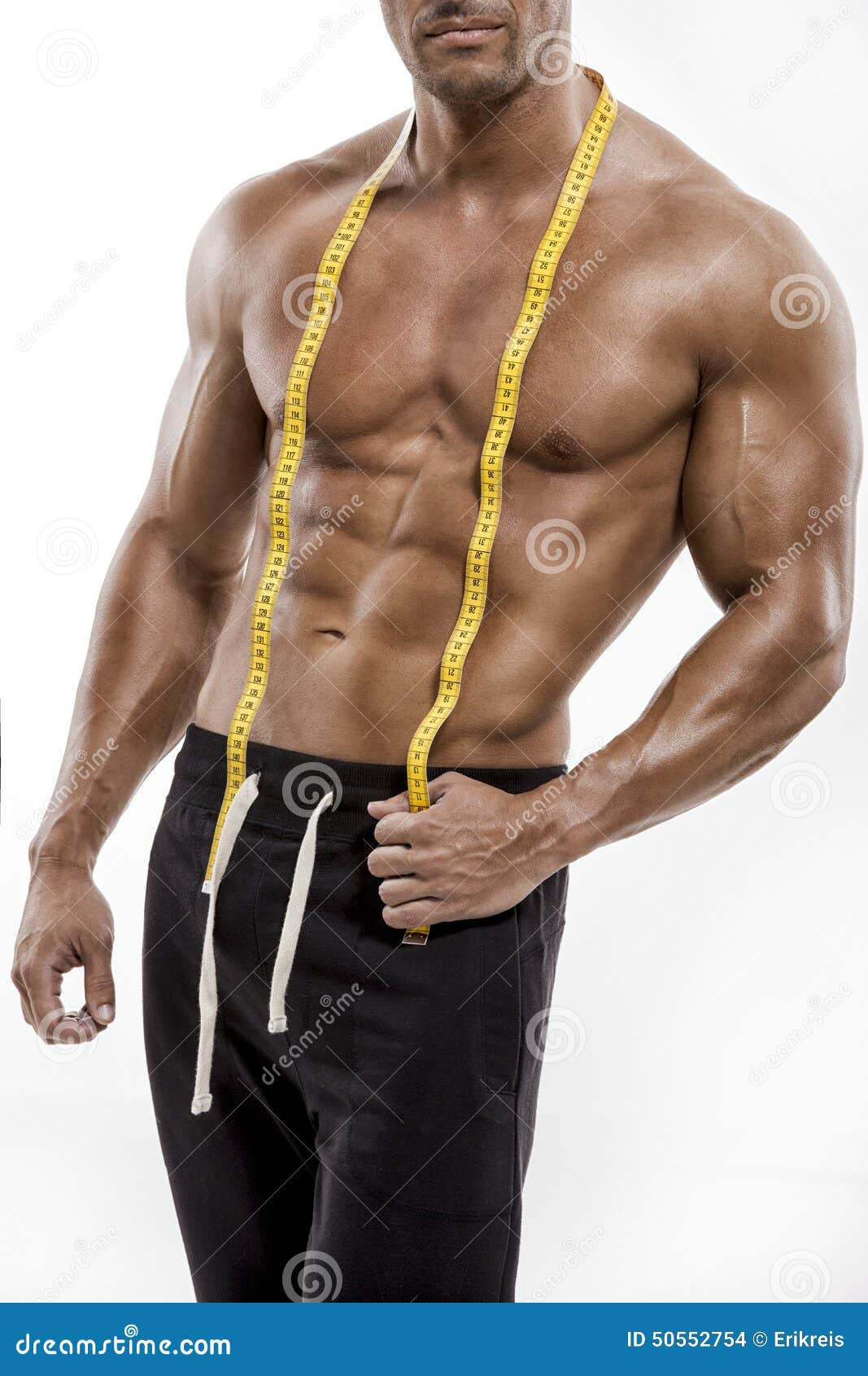 Muscle Man with Measuring Tape Stock Photo - Image of sport, isolated ...