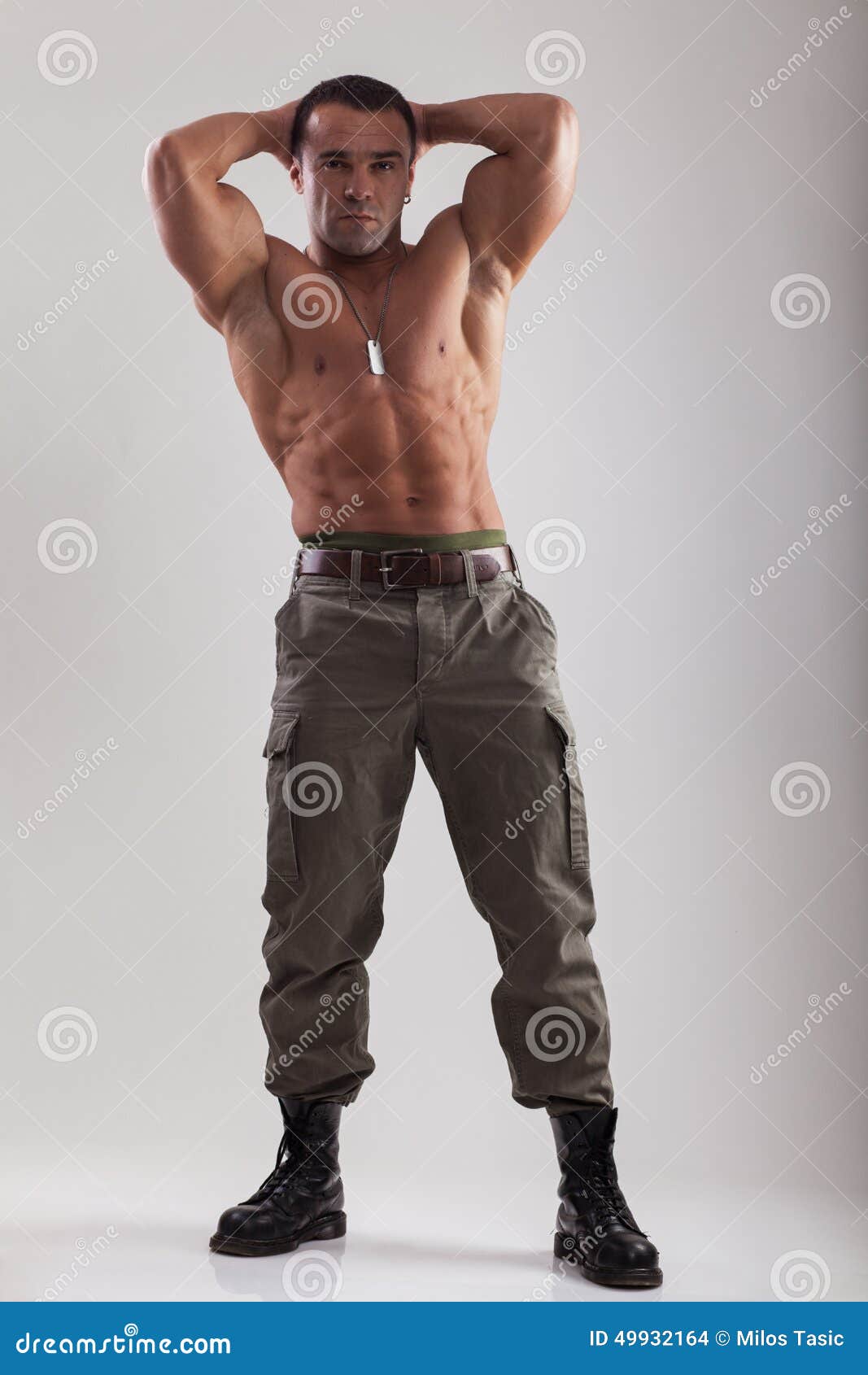 Muscle Man in Military Clothing Stock Photo - Image of diet, strong ...