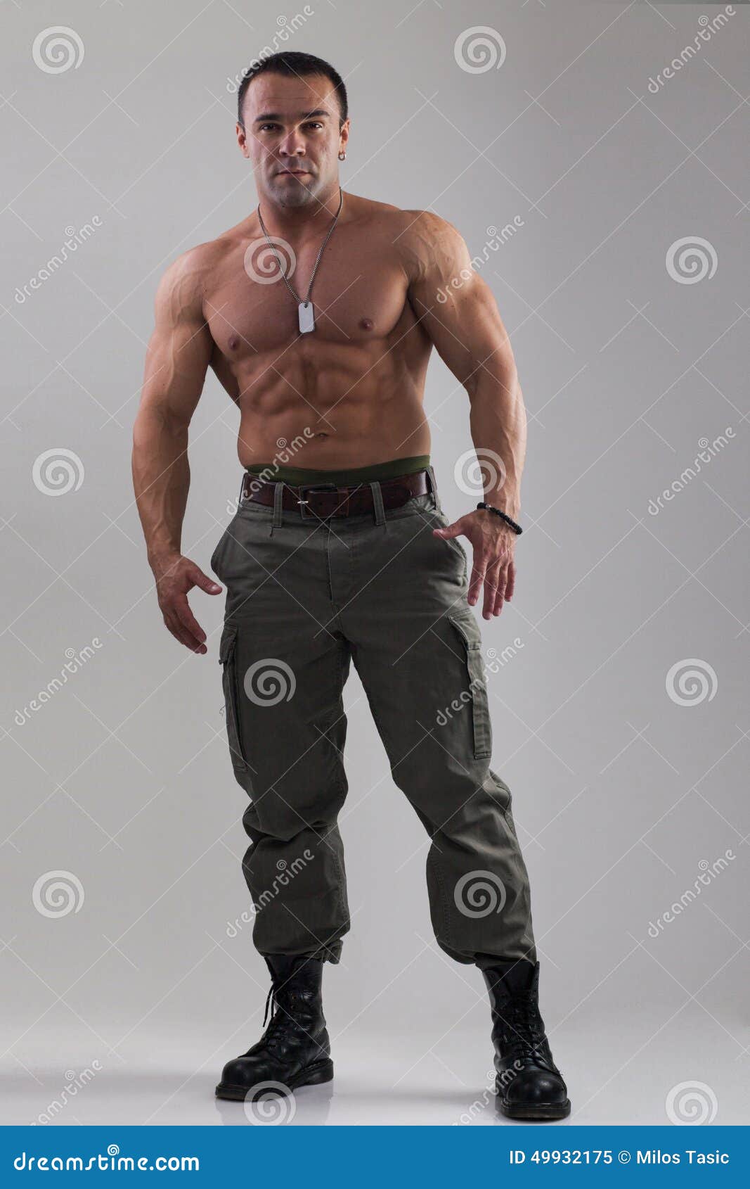 Muscle Man in Military Clothing Stock Image - Image of strong, sport ...