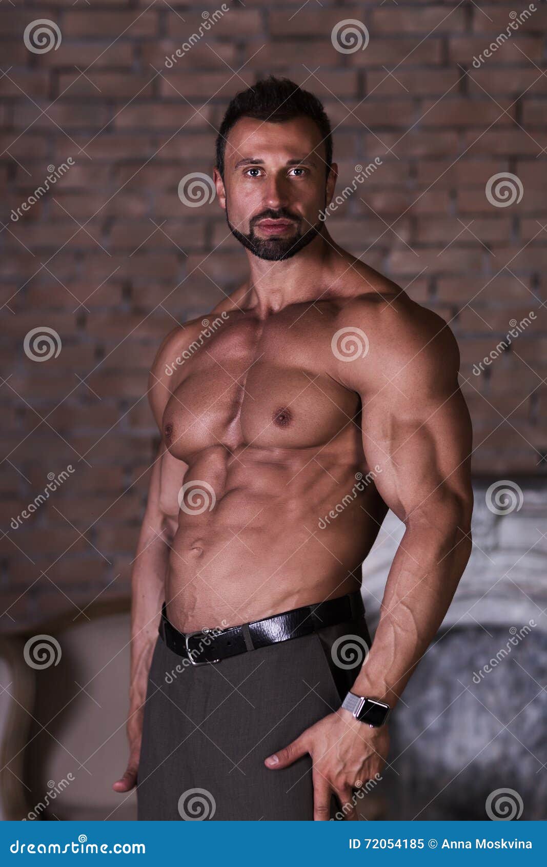 Muscle Man Poses Shows Press Stock Image - Image of health, athlete ...