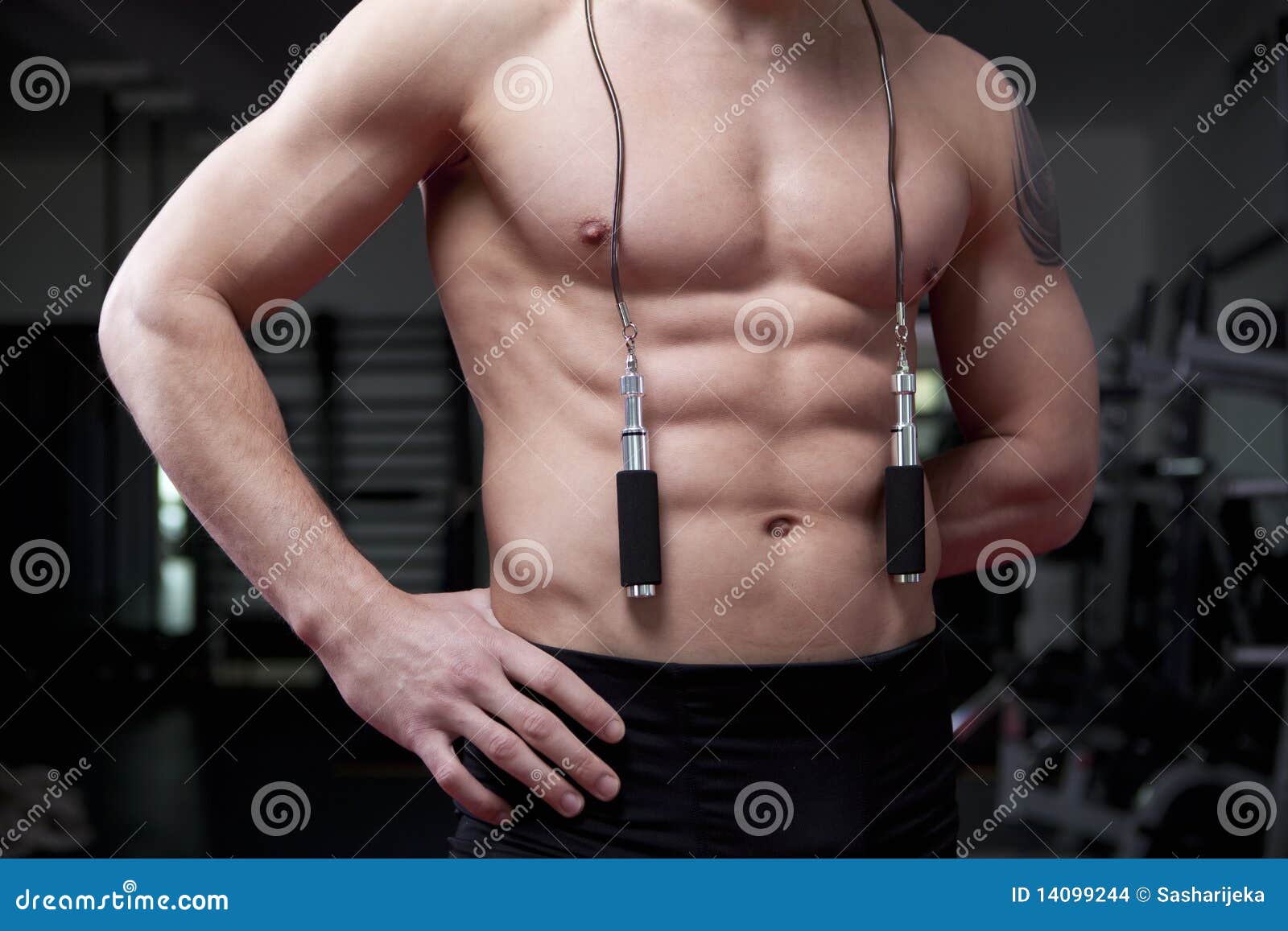 Muscle man with rope stock photo. Image of nipple, exercise - 14099244