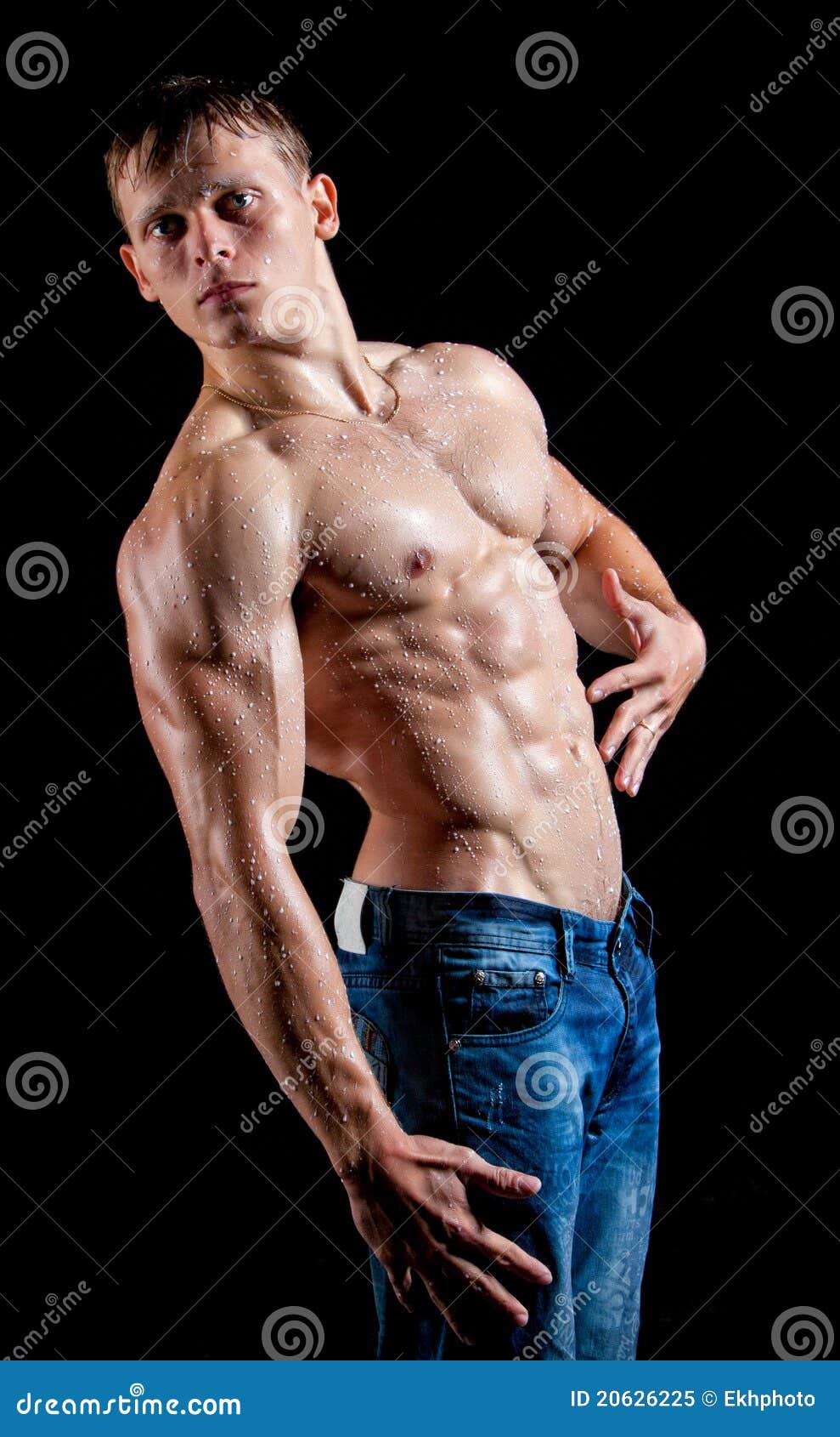 Muscle Young Man Perfused with Milk Stock Image - Image of naked ...