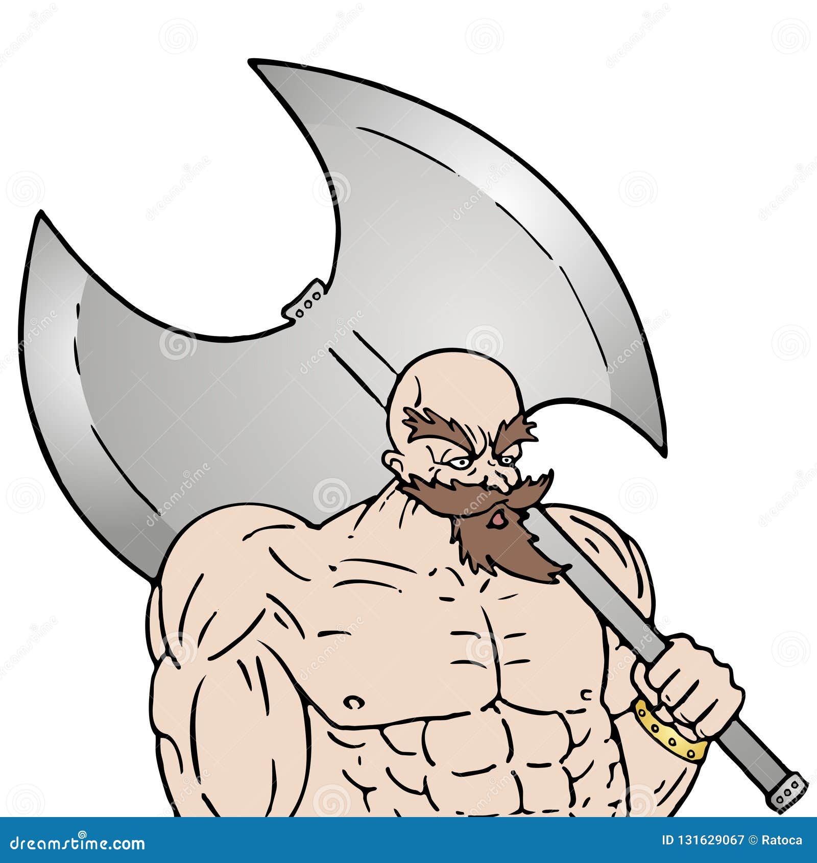 Muscle warrior with big ax stock vector. Illustration of design - 131629067