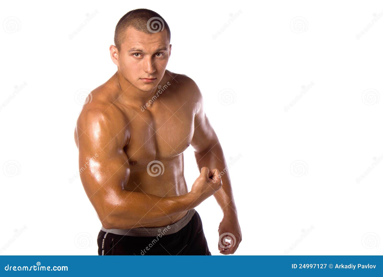 Muscled Male Model Bodybuilder Stock Image - Image of large ...